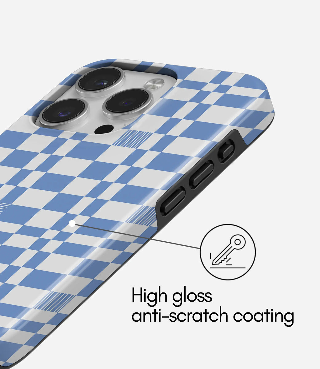 Powder Blue Plaid Glossy Armoured Case by The Case Company