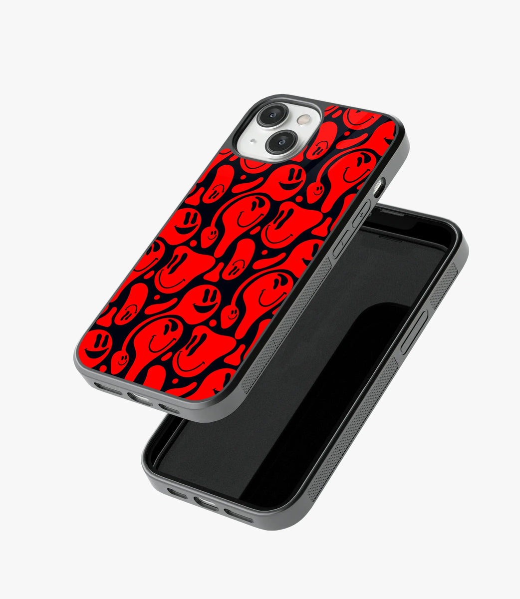 Distorted Red Emoticons Glass Case by The Case Company
