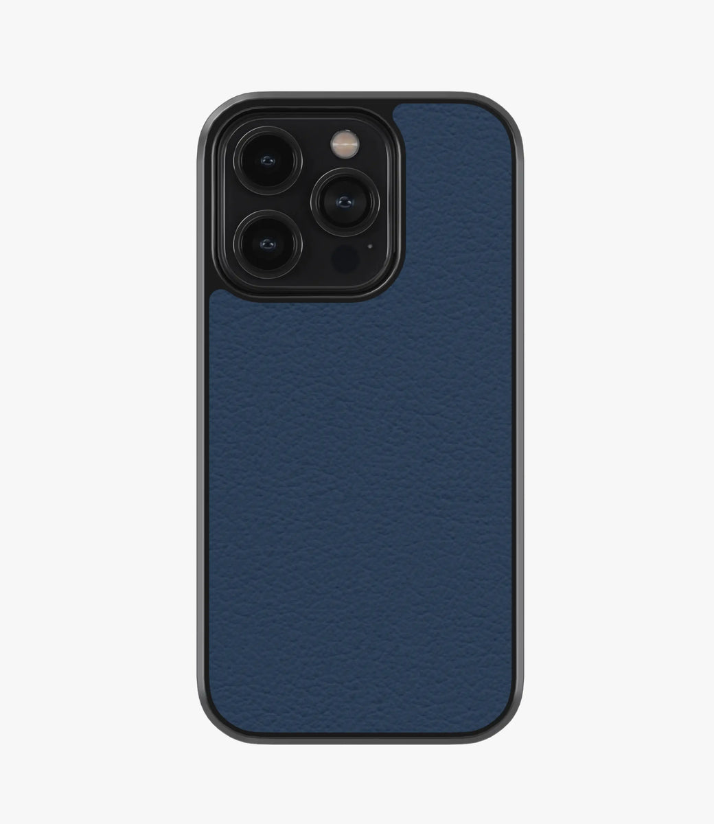 Solid Navy Blue Premium Leather Phone Case by The Case Company
